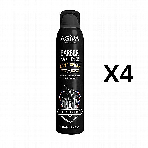 4 יחידות! ספריי חיטוי 5 ב 1 300 מ''ל Agiva Barber Sanitizer 5 in 1 ...
